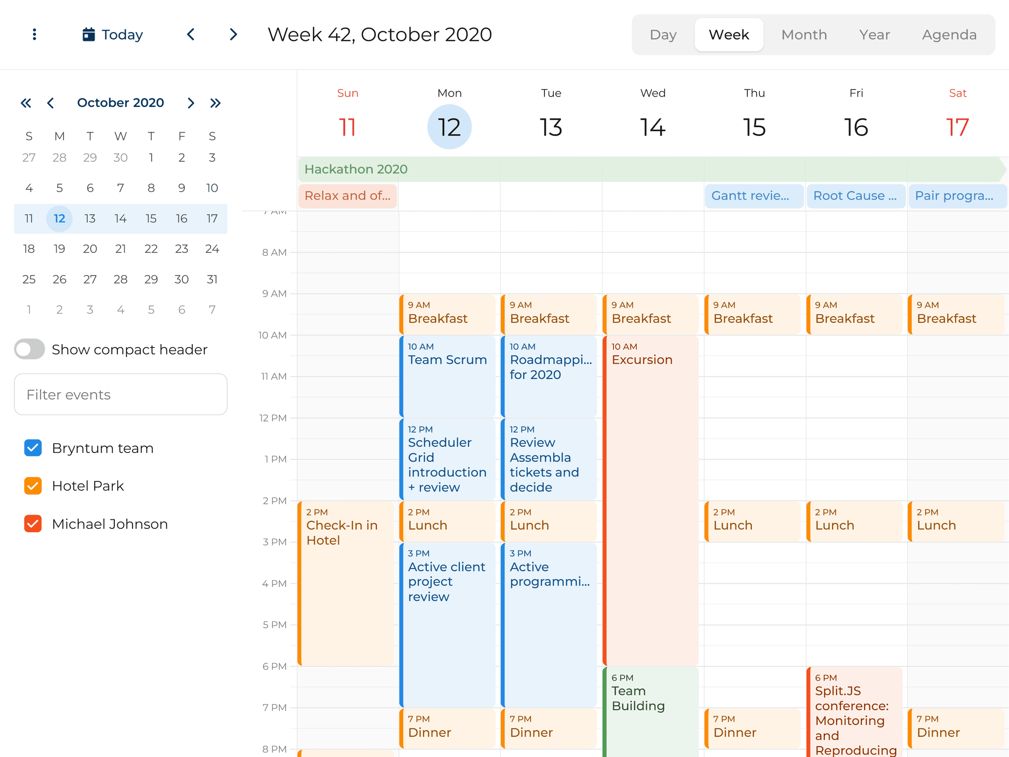 Bryntum Calendar - Basic demo