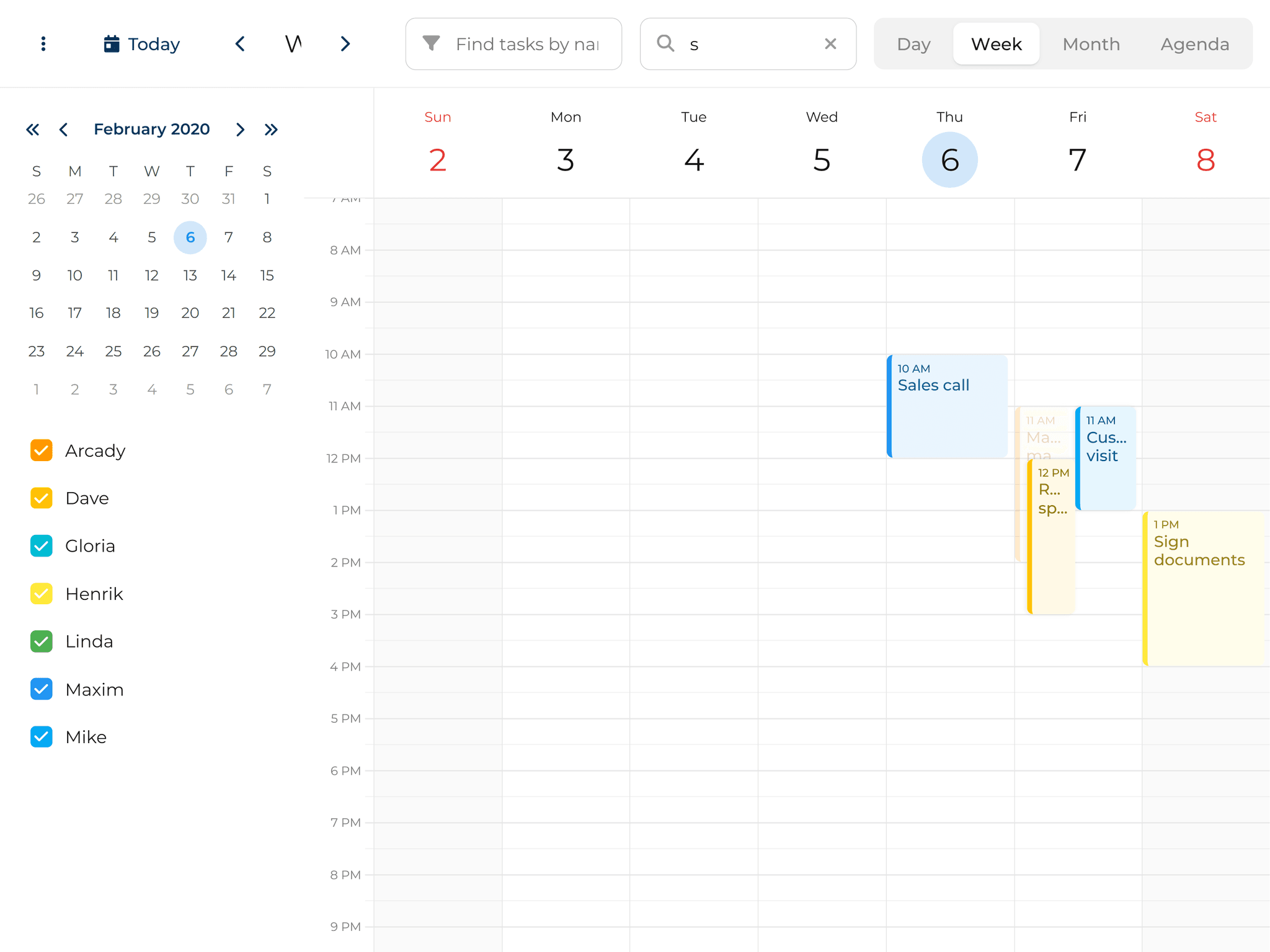 Bryntum Calendar - Filtering demo
