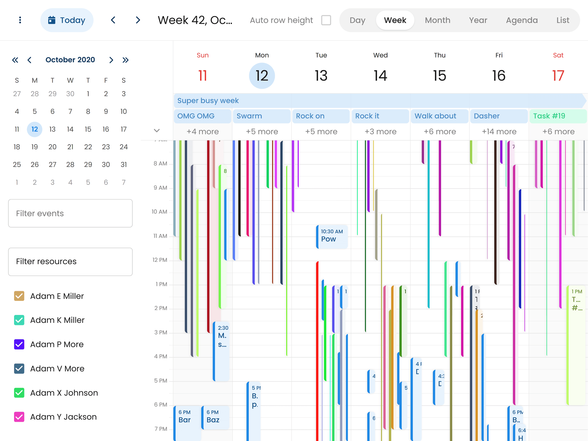Bryntum Calendar - Big dataset demo (Angular)