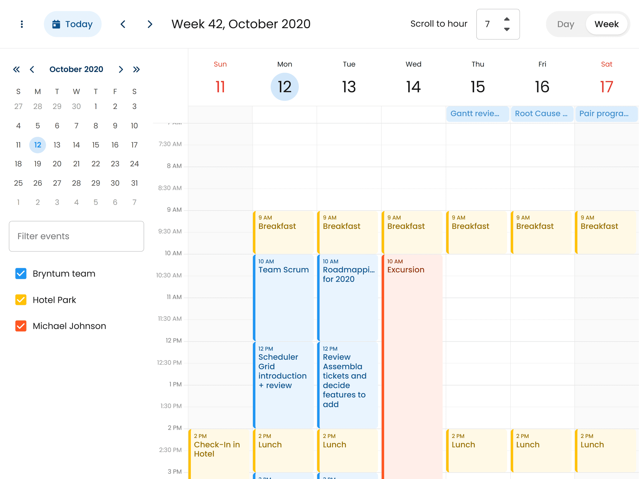 Bryntum Calendar - Configuring visible hours (Angular)