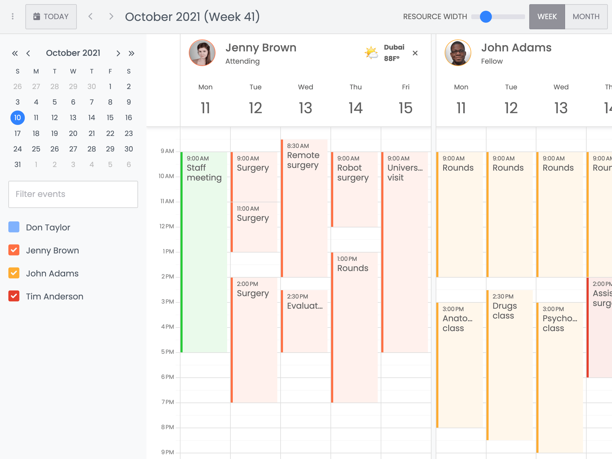 Bryntum Calendar - Resource view demo (React + Vite)