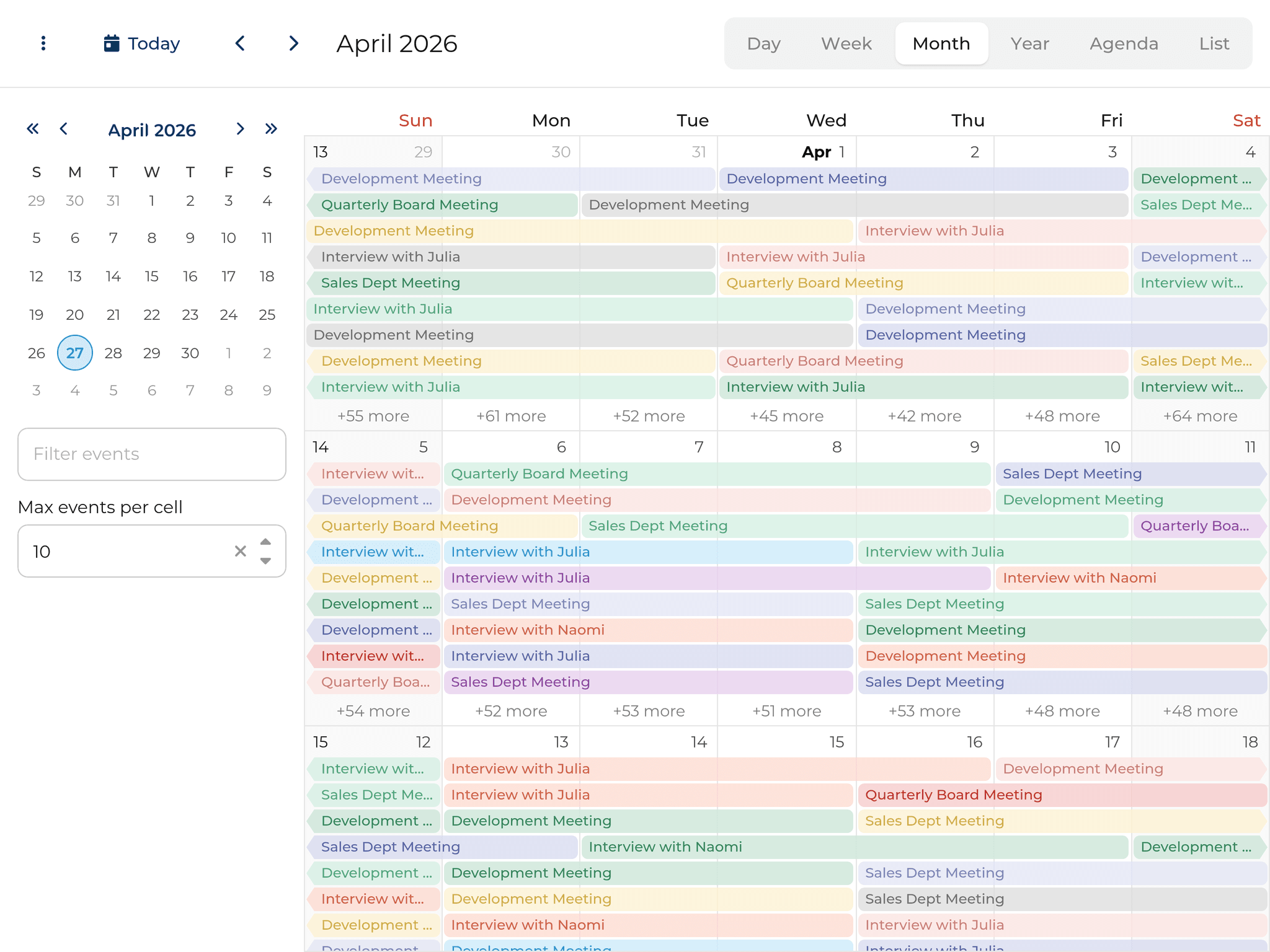 Bryntum Calendar - Mega dataset demo