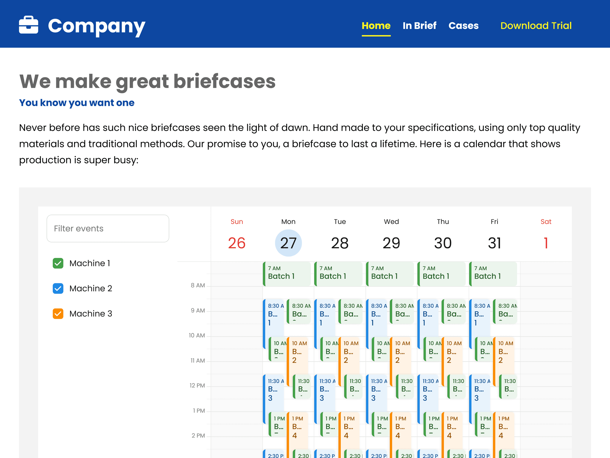 Bryntum Calendar - Script tag demo