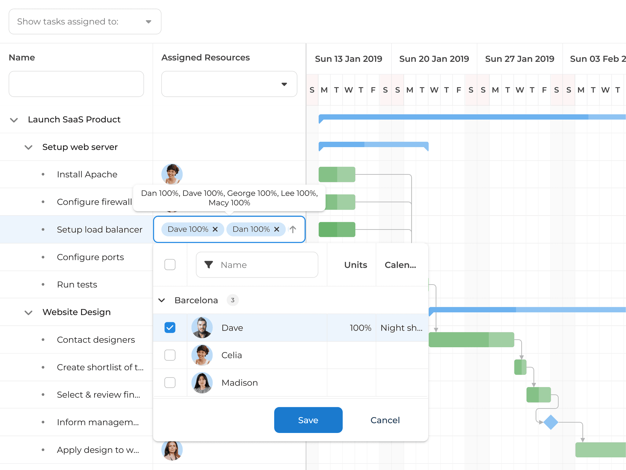 Bryntum Gantt - Customizing the resource assignment picker