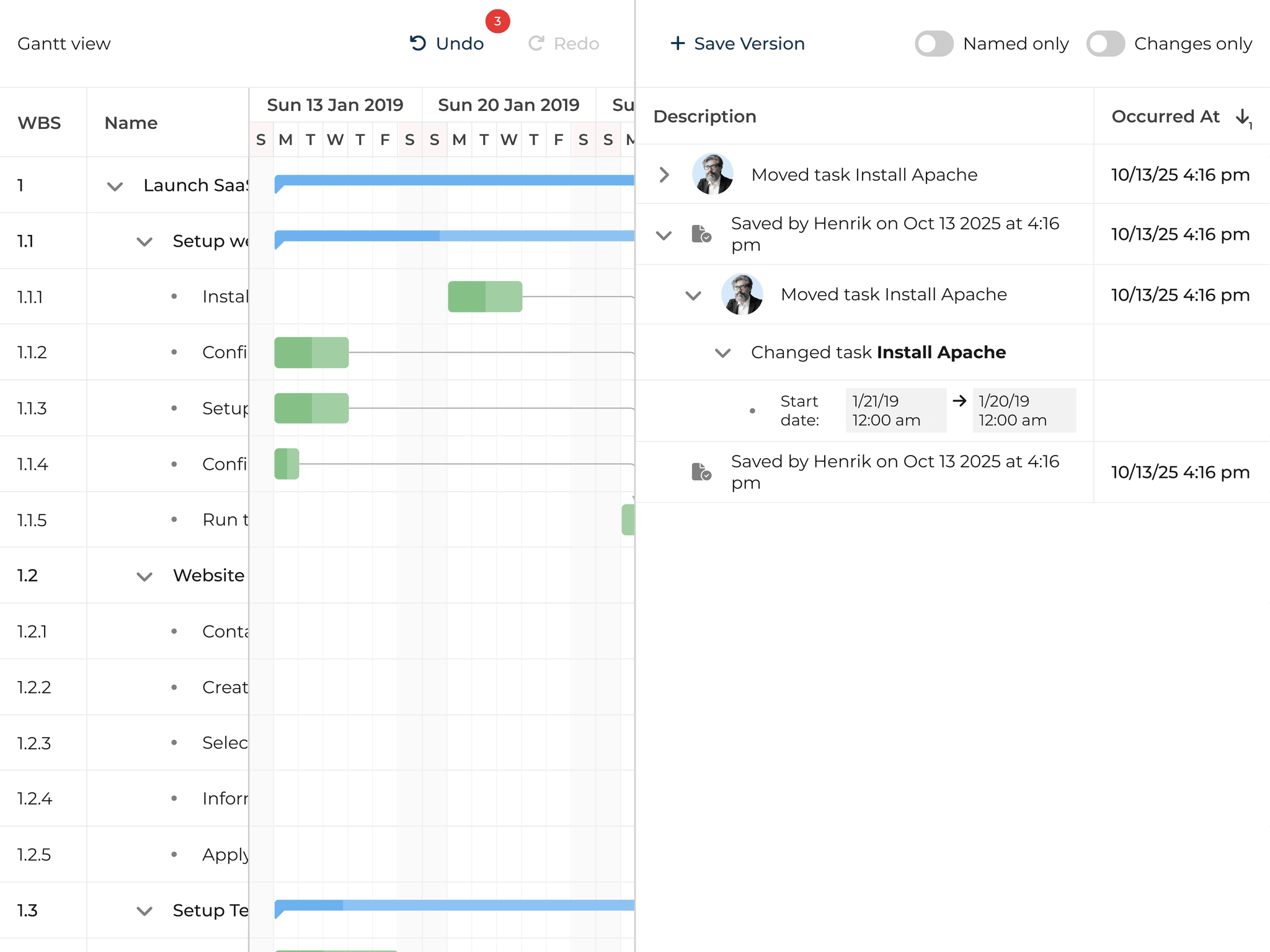 Bryntum Gantt - Versioning demo