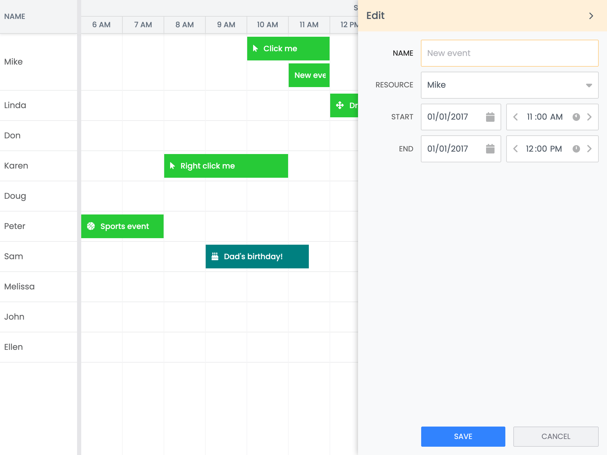 Bryntum Scheduler - Docked Event Editor Bryntum Scheduler - Docked Event Editor