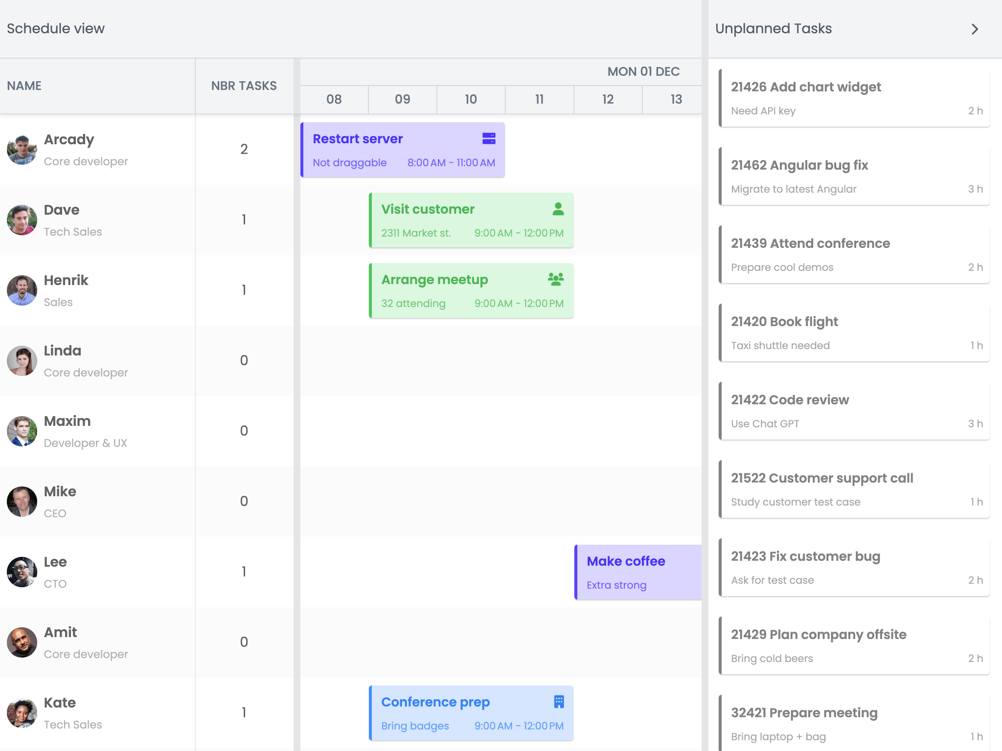 Bryntum Scheduler - Drag from a grid demo Bryntum Scheduler - Drag from a grid demo