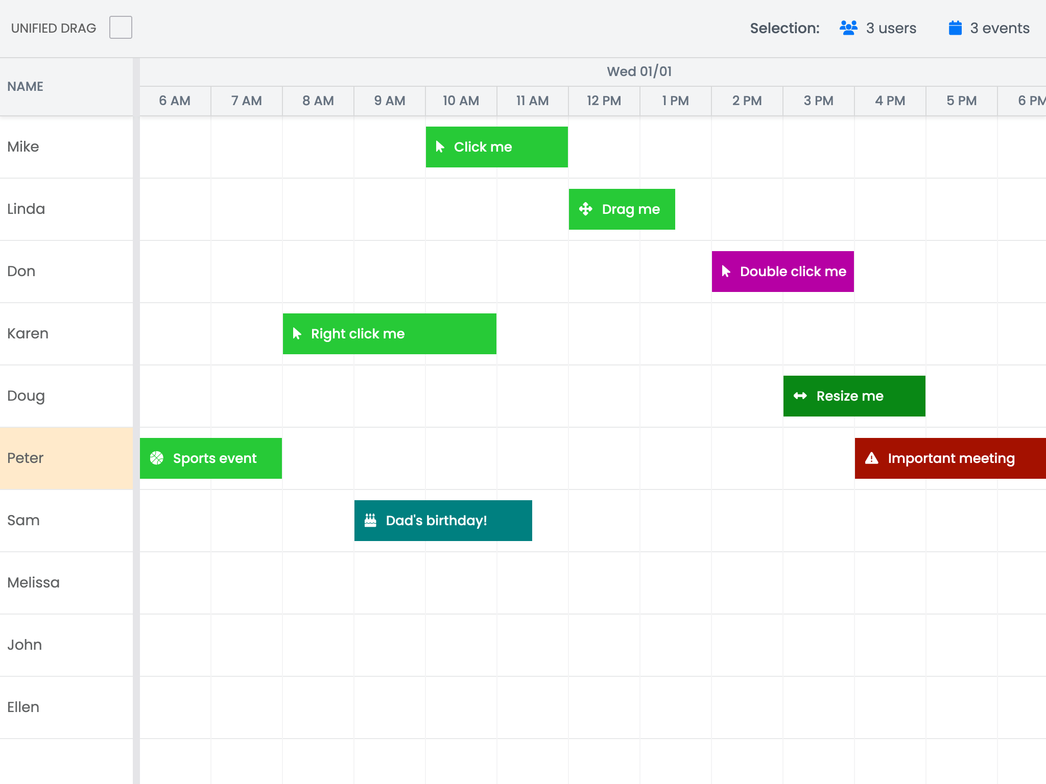 Bryntum Scheduler - Drag selection mode Bryntum Scheduler - Drag selection mode