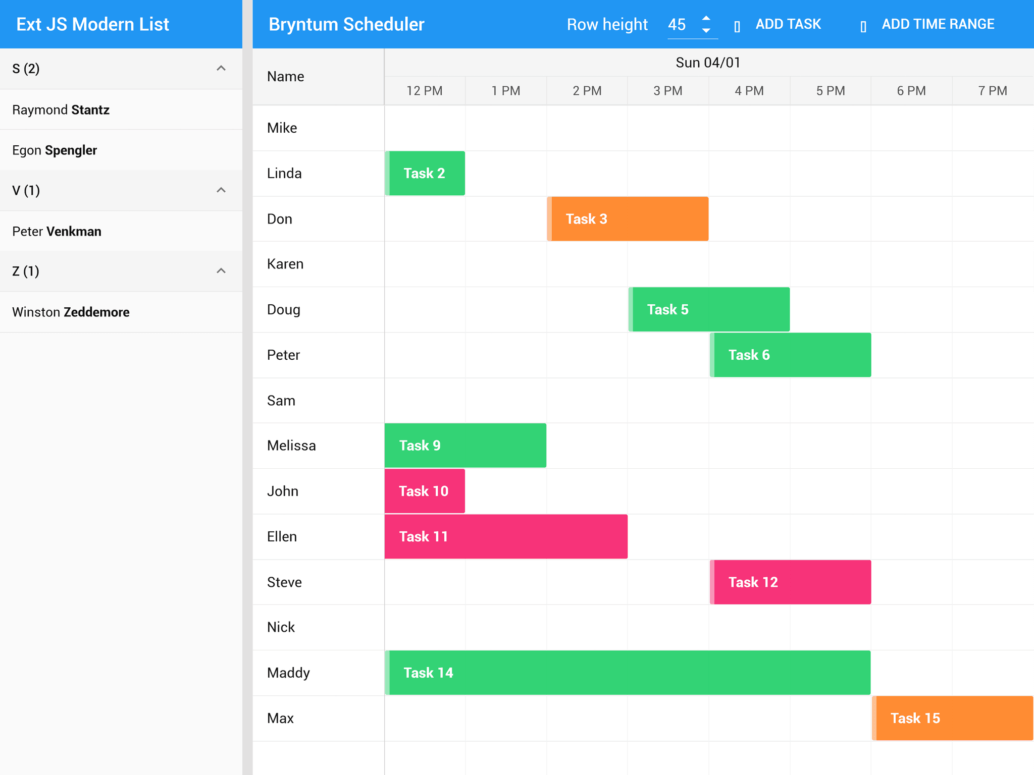 Bryntum Scheduler - ExtJS Modern App integration demo