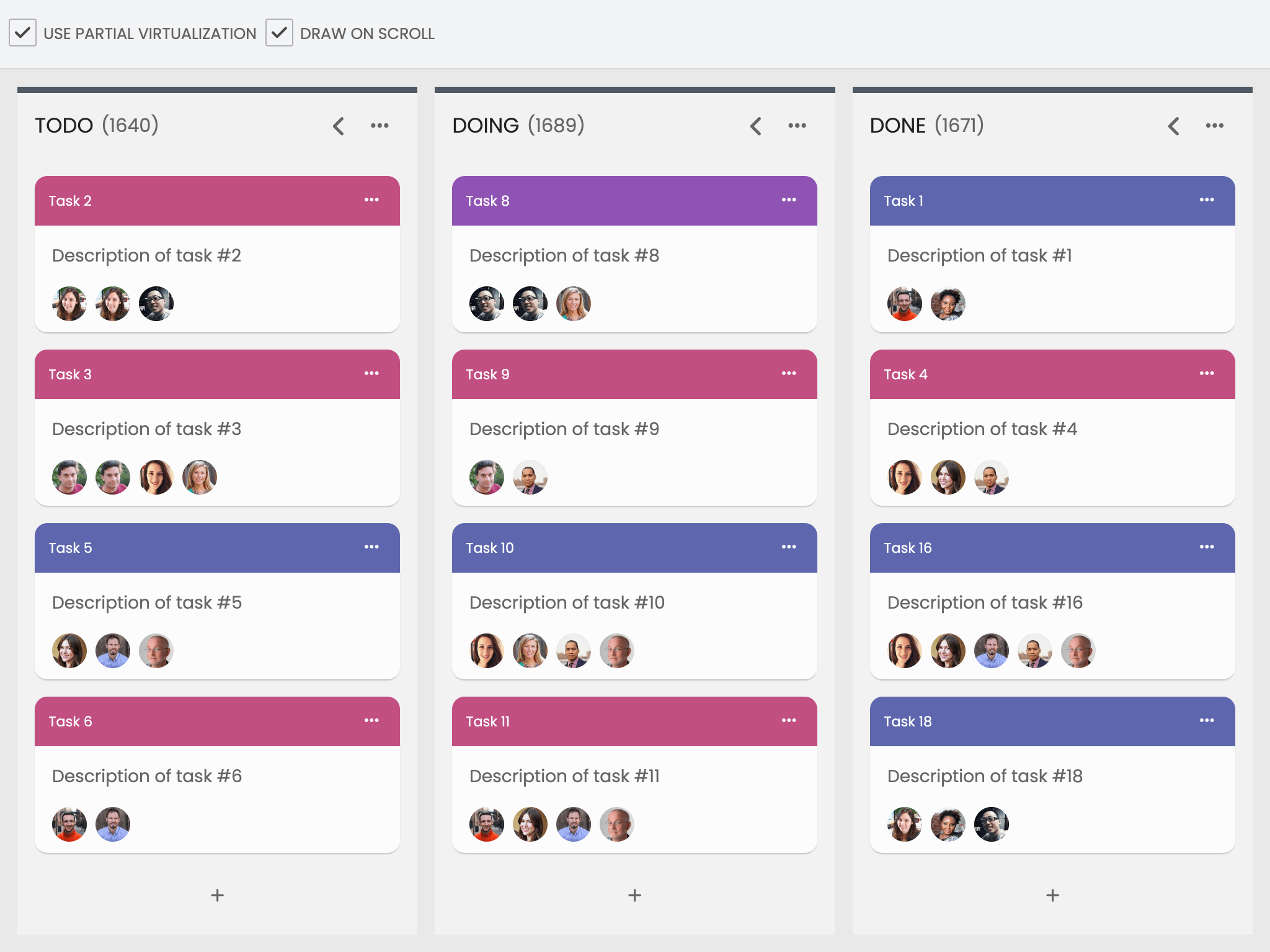 Bryntum TaskBoard - Big data set demo Bryntum TaskBoard - Big data set demo