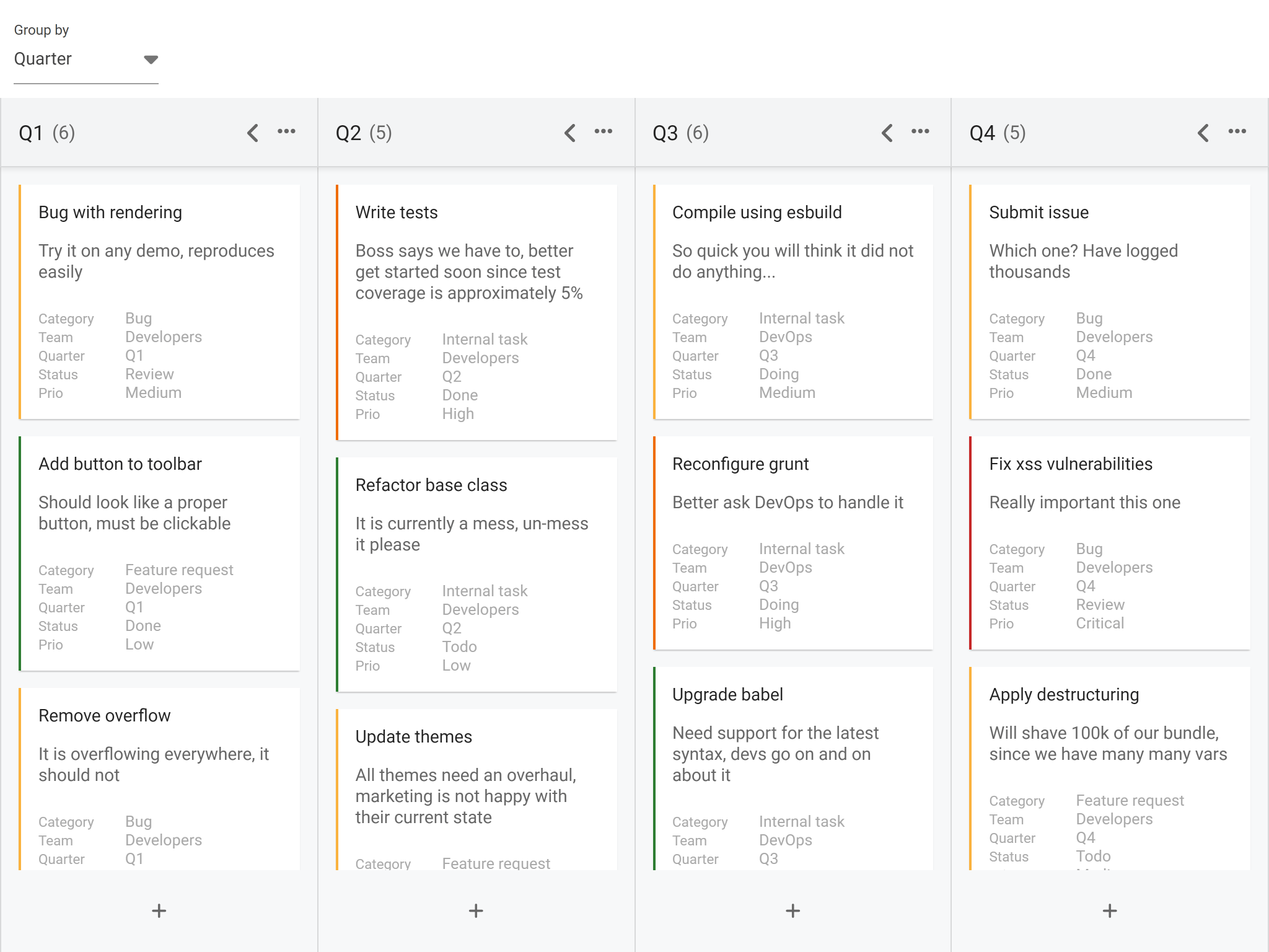 Bryntum Taskboard Auto Generated Columns Demo Angular