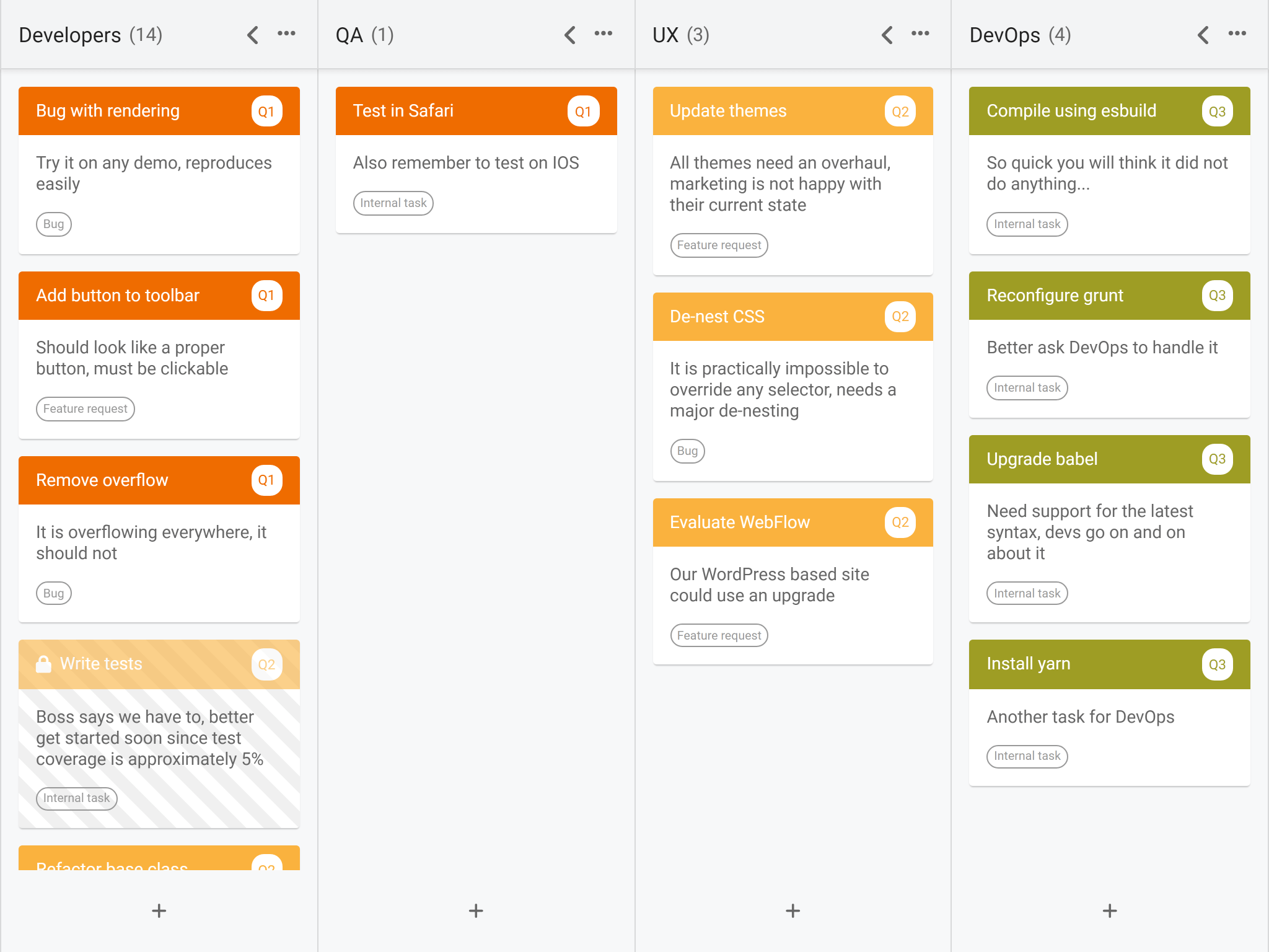 Bryntum Taskboard Customized Column Header Menu Demo Angular