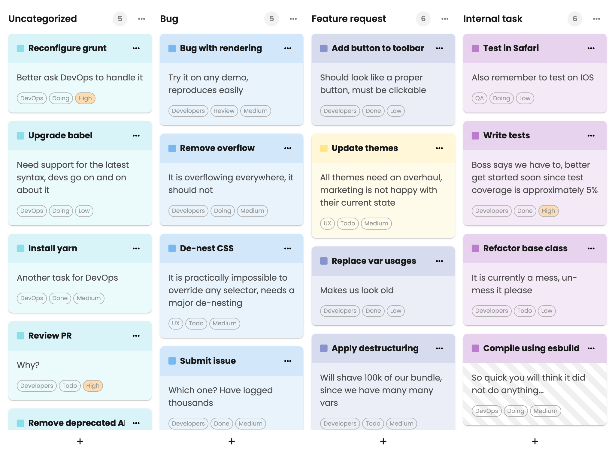 Bryntum TaskBoard - Customized task menu demo (React + Vite)