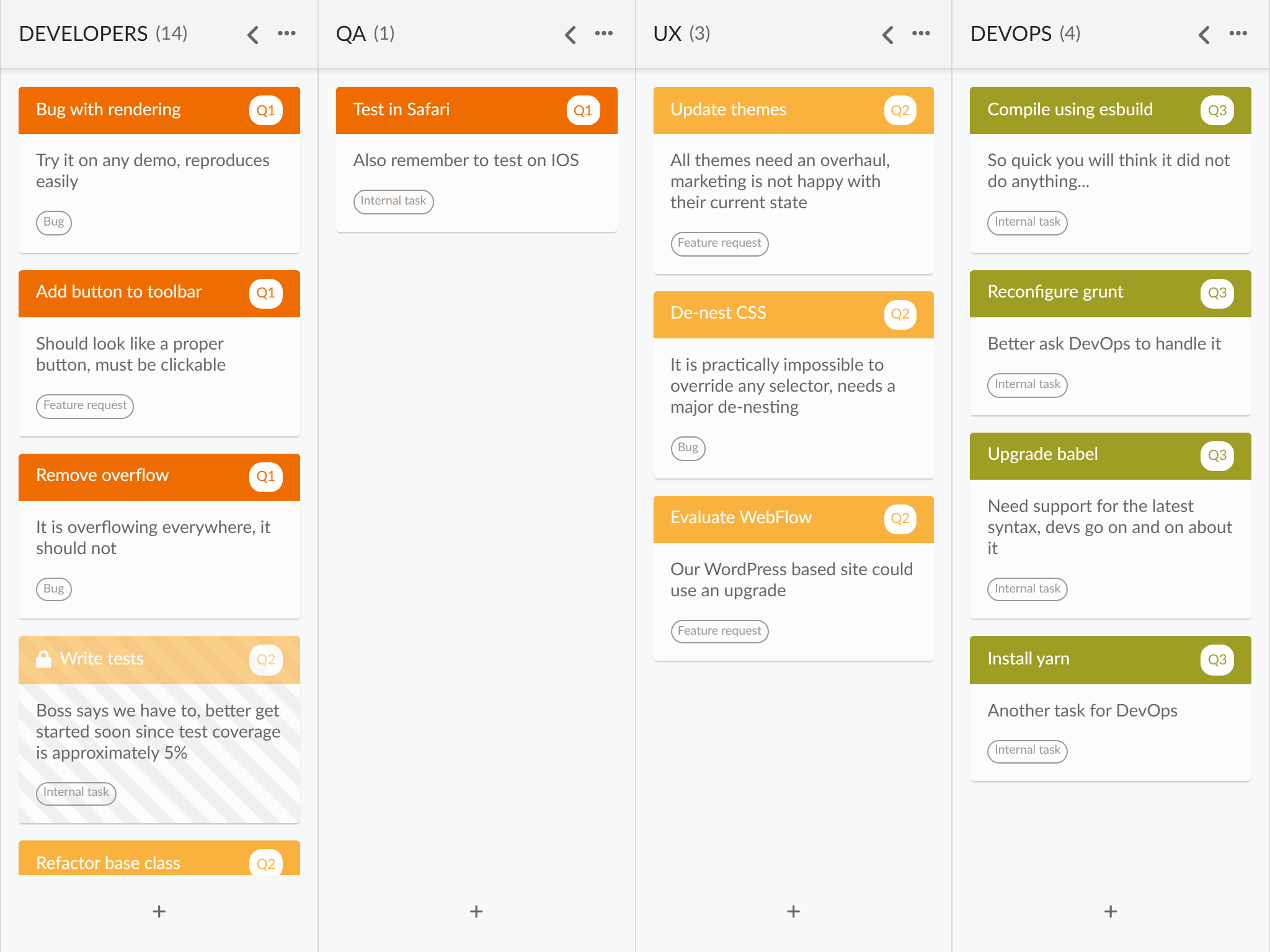 Bryntum TaskBoard - Customized column header menu demo (React) Bryntum TaskBoard - Customized column header menu demo (React)