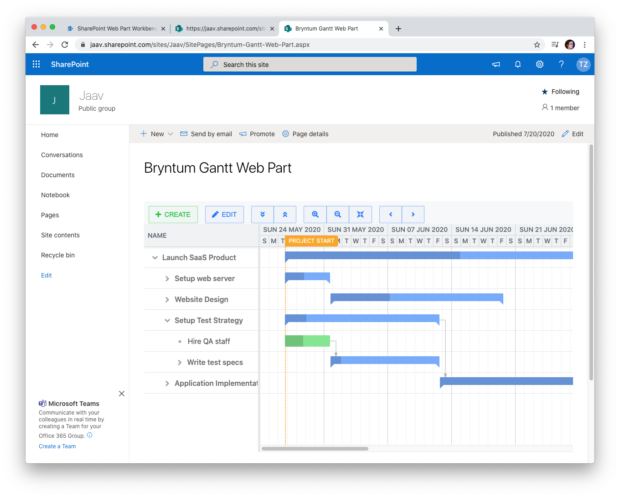 Using Bryntum Gantt In A Sharepoint Spfx Fabric Web Part Bryntum