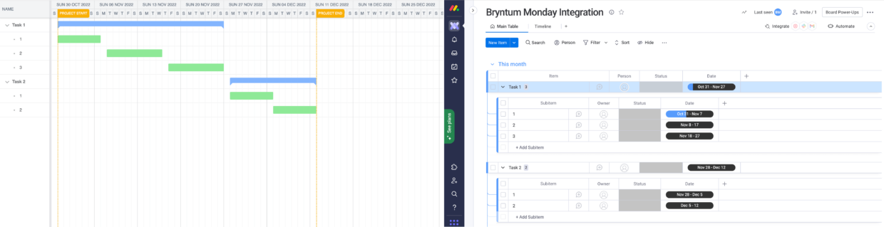 How to connect and sync Bryntum Gantt to monday.com - Bryntum
