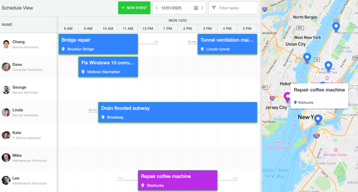 Build a location-based scheduler with Mapbox using Bryntum - Bryntum