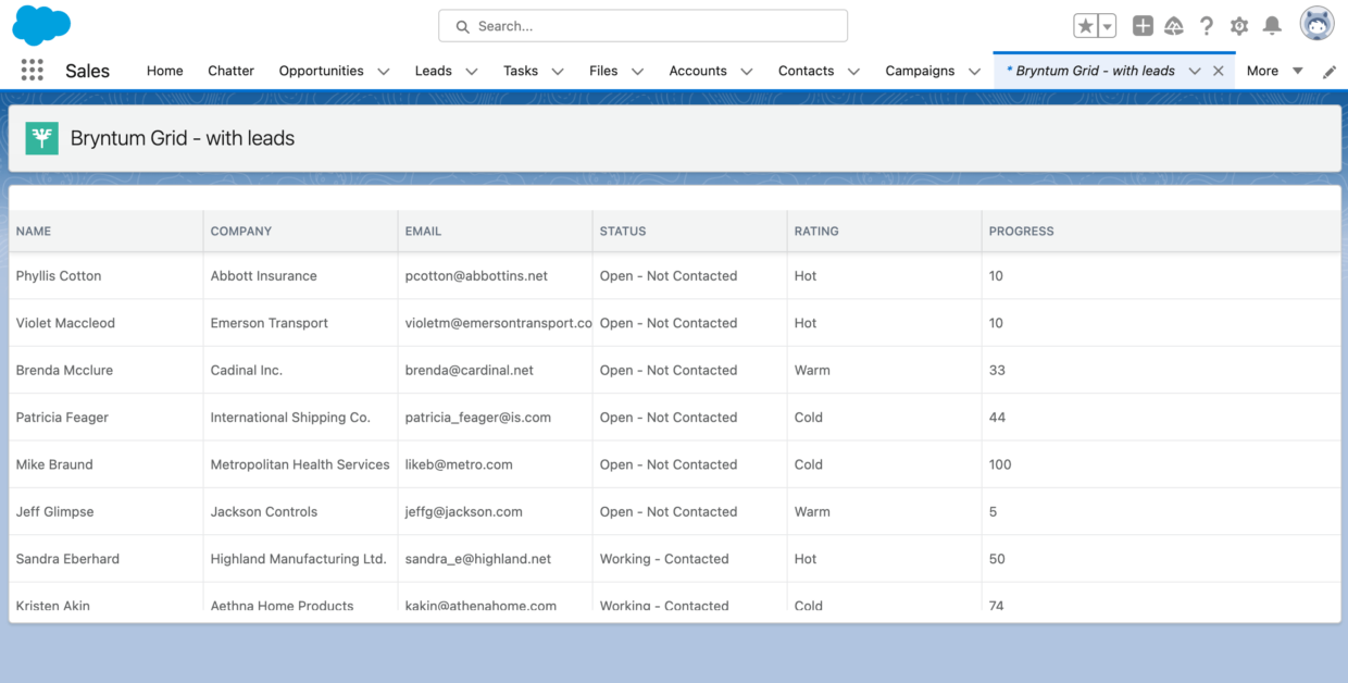Using Bryntum Grid as a Salesforce Lightning web component - Bryntum