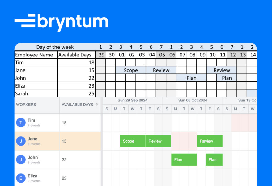 Migrating from an Excel Schedule to a Bryntum Scheduler - Bryntum