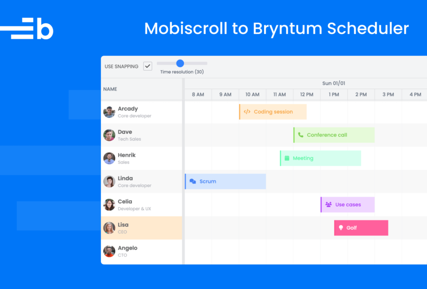 Easily Migrate from Mobiscroll Scheduler to Bryntum Scheduler - Bryntum