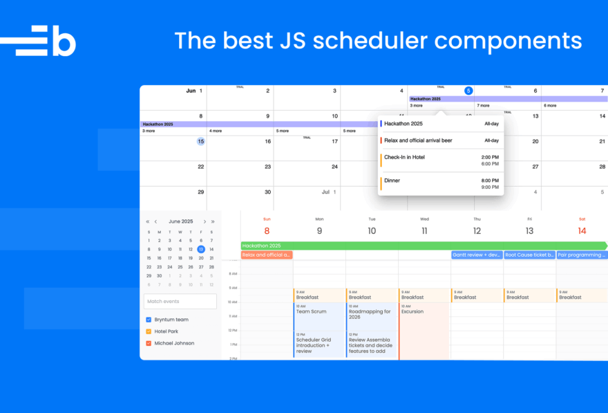 The best JavaScript calendar components - Bryntum