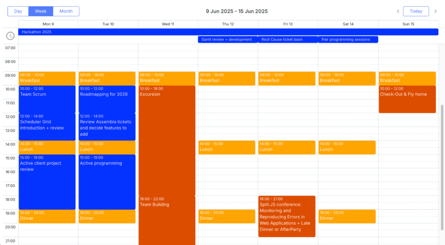 The best JavaScript calendar components - Bryntum