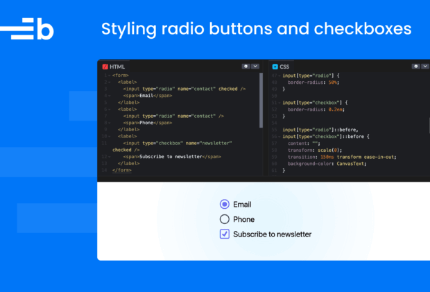 Radio button and checkbox styling: Vanilla CSS vs Tailwind - Bryntum